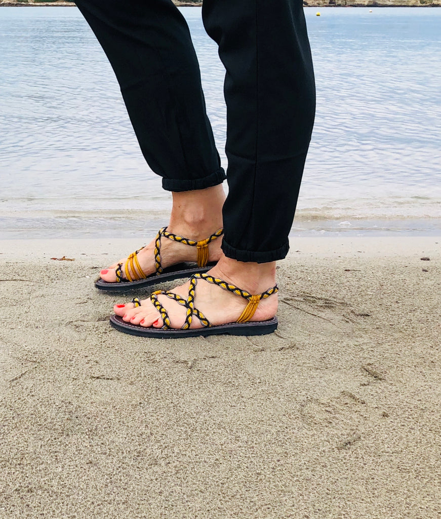 Flat Sandasl for Women-Yellow-Giulia Style - edocollection